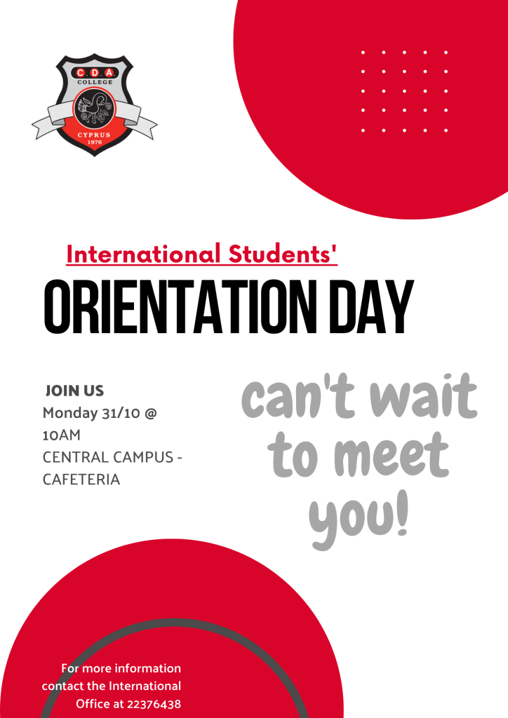INTERNATIONAL STUDENTS' ORIENTATION DAY - CDA College
